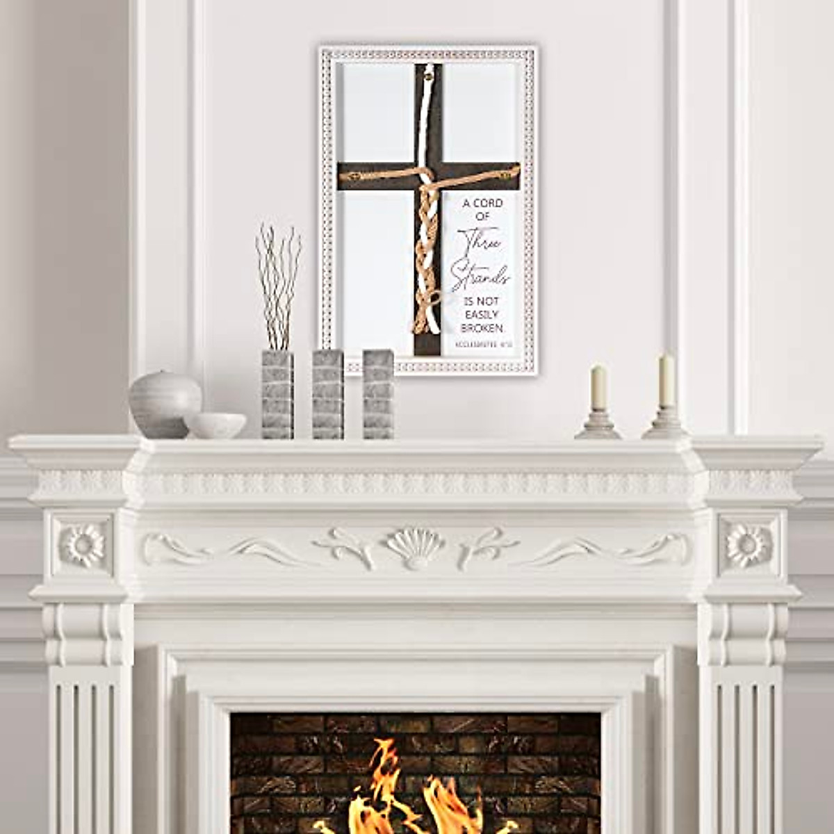 A Cord of Three Strands Wedding Signs for Ceremony and Reception, Wedding Bible Wooden Cross, Anniversary Religious Marriage Gifts for Couple, Parents, Christian, Strand of Three Cords Sign