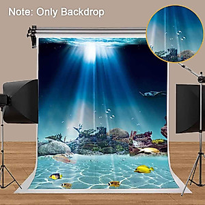 Underwater World Backdrop for Party Decorations MEETSIOY 5x7ft Stonefish Turtle Plant Sunlight Sea Water Background Newborn Child Photo Studio Props Themed Party Curtain Background LXMT077