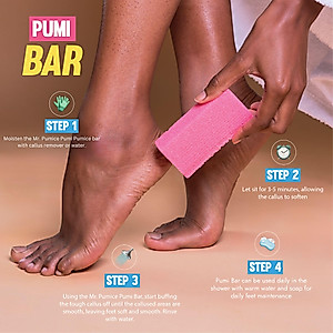 Mr. Pumice Callus Remover PUMI Bar: Pedicure Stone & Foot/Heel Scrubber - Medium Grit (Assorted Colors) 4 Pack