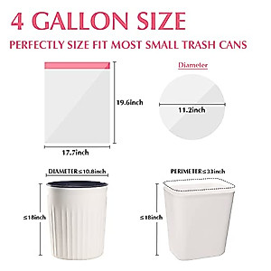 Small Trash Bags 2-4 Gallon Drawstring-Ryobyo 4 Gallon Trash Bag Extra Strong, Small Garbage Bags 4 Gallon Unscented, Stretchy, Quick Cinch for Bathroom Kitchen, White 44 Count