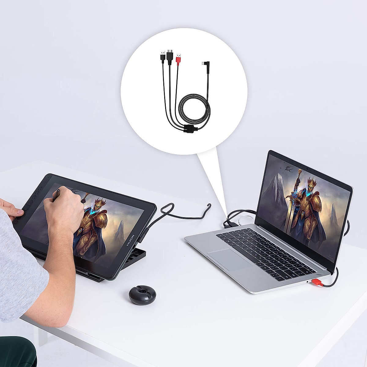 HUION 3-in-1 Cable, Compatible Kamvas 12/13/16 (2021), CB05A