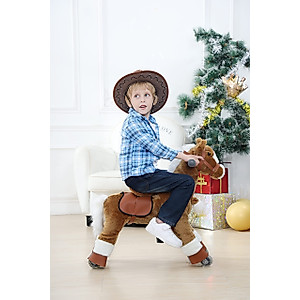 Ride On Horse Natural Mechanical Kids Real Walking Horse Small Unicorn Horse Toddlers Plush Pony Riding Horse for Age 3-6 (Brown, 3-6Years)