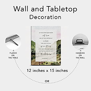 Bible Verse Canvas Print Decor Let Your Roots Grow Down Colossians 2:7 Wall Painting Posters Artwork 12”X15” Watercolor Home Office Decoration (Framed)