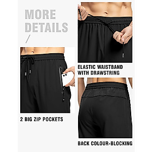 TBMPOY Men's Travel Hiking Pants Lightweight Athletic Pant Quick Dry Windbreaker Fishing Running Active Jogger Black M