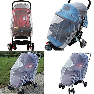 Baby Stroller Mosquito Bug Net Insect Netting Cover 59" Large Size for Pram, Buggy, Infant Carriers, Car Seats, Cradles, Cribs, Bassinets, Playpens, Baby Stroller Bed Full Mesh Cover (White)