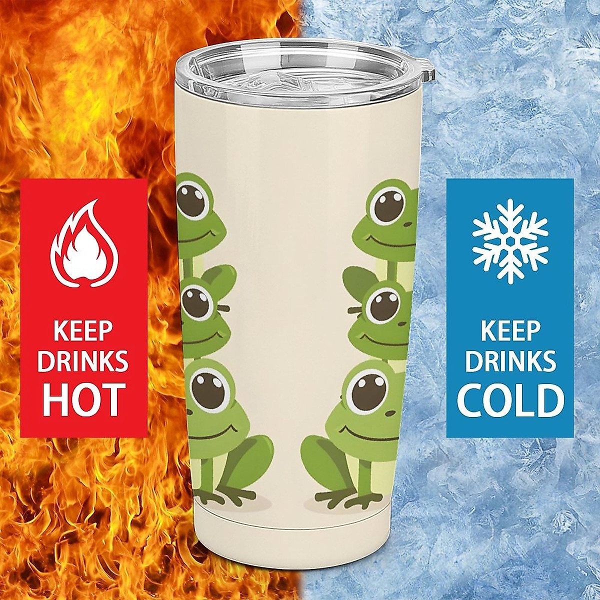 KIOWEIR Overlay Frog Stainless Steel Tumbler 20oz With Lid And Straw, Insulated Tumblers Coffee Cup, Travel Mug for Ice Drink & Hot Beverage for Women Men Boys Girls