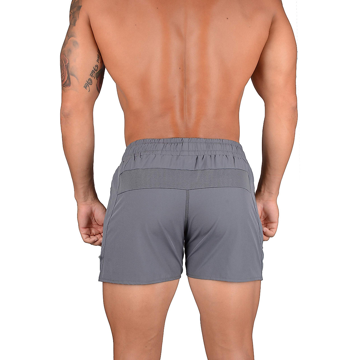 YoungLA Men's Bodybuilding Gym Running Shorts 101 | All Grey X-Large