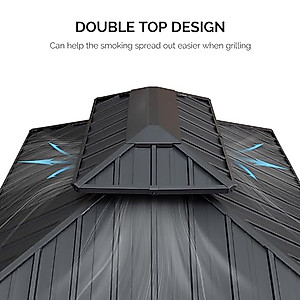 PURPLE LEAF 6' X 8' Hardtop Grill Gazebo for Patio Permanent Aluminum Barbeque Shelter Gazebo Canopy with Ceiling Hook and Shelves Double Tiered Grey Outdoor BBQ Gazebo