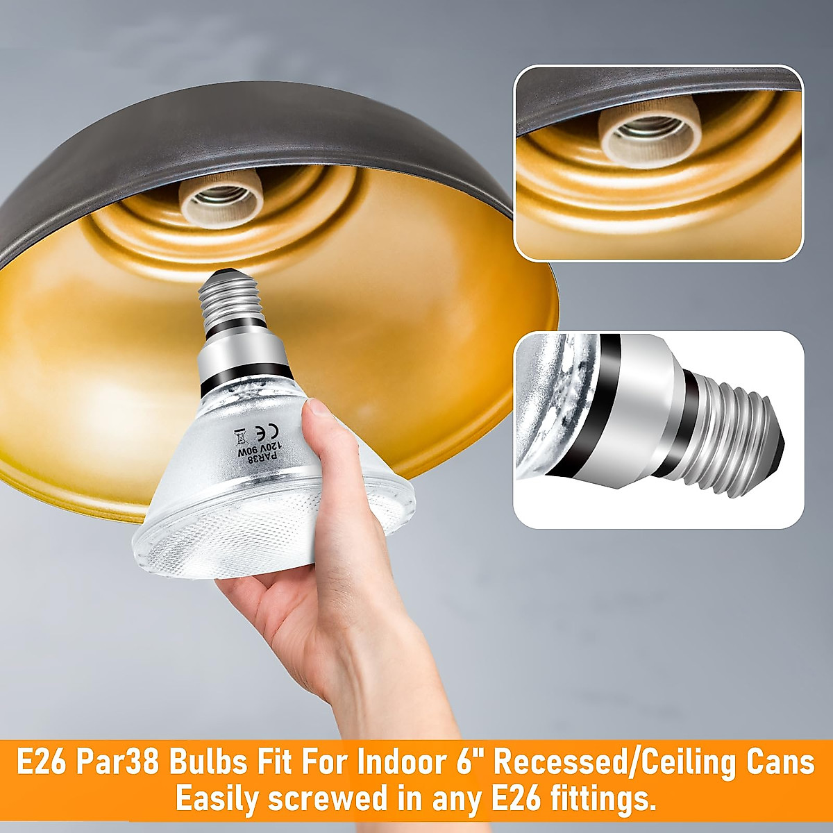 Jaenmsa PAR38 Halogen Flood Light Bulbs 90W 120V, 4Pcs Halogen PAR38 90W Light Bulbs Dimmable with E26 Base, 2800K Warm White, 1600 Lumens for Indoor and Outdoor