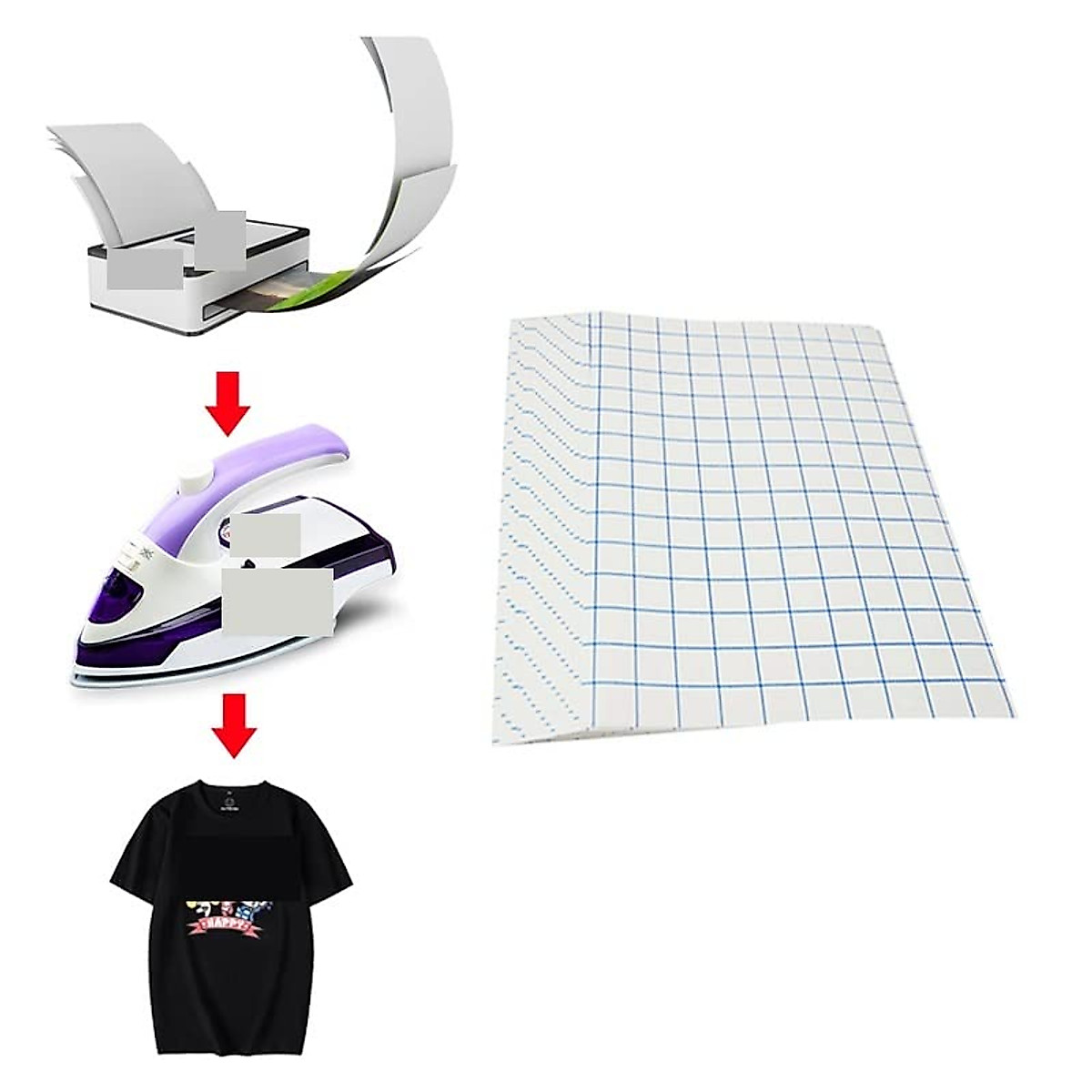 MSEURO 5 Sheets A4 Heat Transfer Paper High Transfer Rate for 100% Cotton Cloth T-Shirt by Inkjet Printer Lucky (Color : 5 Dark A4)