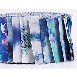 Soimoi 40Pcs Tie Dye Print Cotton Precut Fabrics for Quilting Craft Strips 2.5x42inches Jelly Roll - Blue