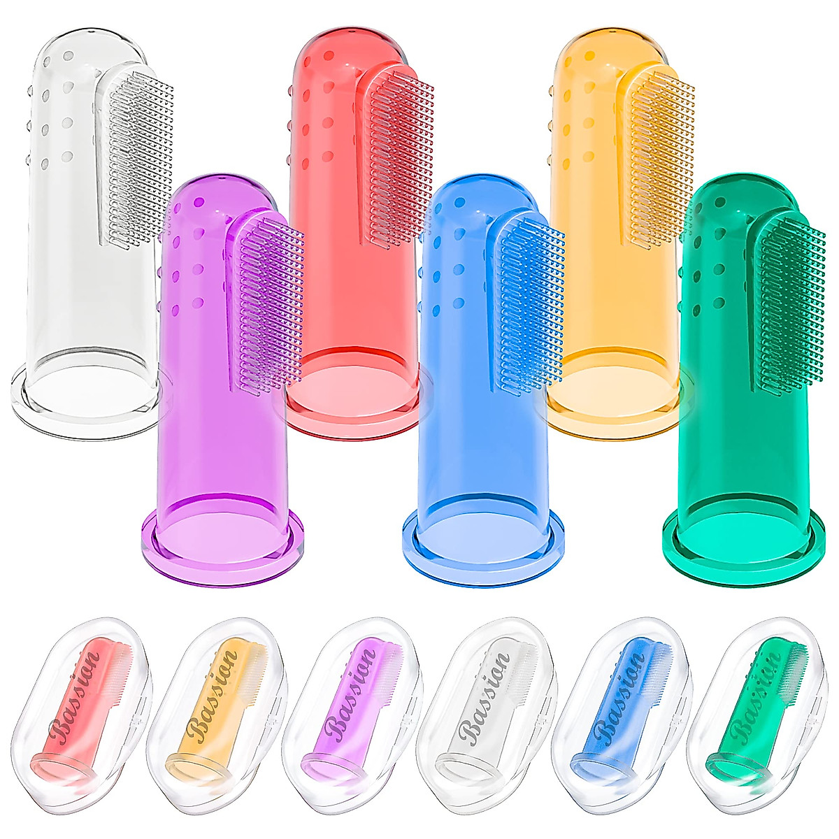 Baby Toothbrush Set, 6 Pcs Soft Infant Finger Toothbrush with 6 Boxes, Newborns Toddler Silicone Baby Tooth Brush 0-6 Months 6-12 Months