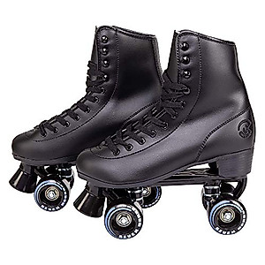 C SEVEN C7skates Quad Roller Skates | Retro Design (Black, Women's 7 / Youth 6 / Men's 6)