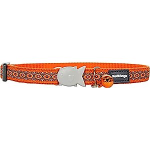 Red Dingo Designer Cat Collar, One Size Fits All, Snake Eyes Orange