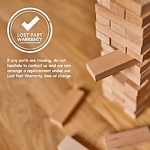 Bascuda Tumble Tower Classic - Wooden Blocks Tumbling Tower Stacking Game - Great Entertainment Game for Family, Adults, Kids, Boys & Girls - Wooden 54 Pieces Family Game Suitable for 3+ Years