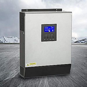 Multi-Function Hybrid Inverter, ​3KVA 2400W 24V High Frequency Hybrid Pure Sine Wave Inverter Charger Grid Power Inverter Converter with 50A Solar Charge Controller for Off-Grid Areas, Home, Office