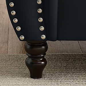 ATUMON 59" Chesterfield Loveseat Velvet Sofa for Living Room,2-Seater Sofa Tufted Couch with Two Pillows,Rolled Arms and Nailhead for Living Room, Bedroom, Office Black