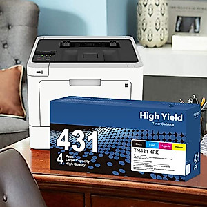 TN431 4PK - TN431BK, TN431C, TN431Y, TN431M Toner Cartridge Set Replacement for Brother TN431 4 Pack for MFC-L8900CDW HL-L8360CDW HL-L8260CDW MFC-L8610CDW MFC-L9570CDW | Black/Cyan/ Yellow/ Magenta