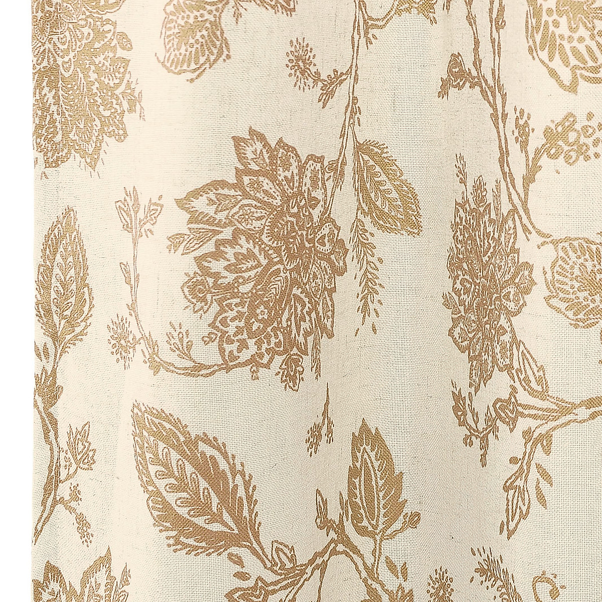 DriftAway Freda Floral Linen Blend Blackout Thermal Insulated Energy Saving Window Linen Curtain Valance Rod Pocket 2 Layers 2 Pack Each 52 Inch by 18 Inch Plus 2 Inch Header Sand