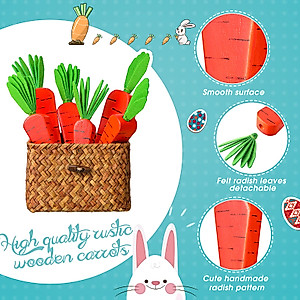 6 Pieces Rustic Wooden Carrots Easter Carrot Easter Decorations Artificial Carrots Tiered Tray Decorations for Easter Bunny Decor Spring Garden Decor Party Supply DIY Crafts Home Kitchen Decor