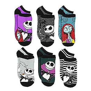 Disney The Nightmare Before Christmas Womens 6 pack Socks (9-11 Womens (Shoe: 4-10), Purple)