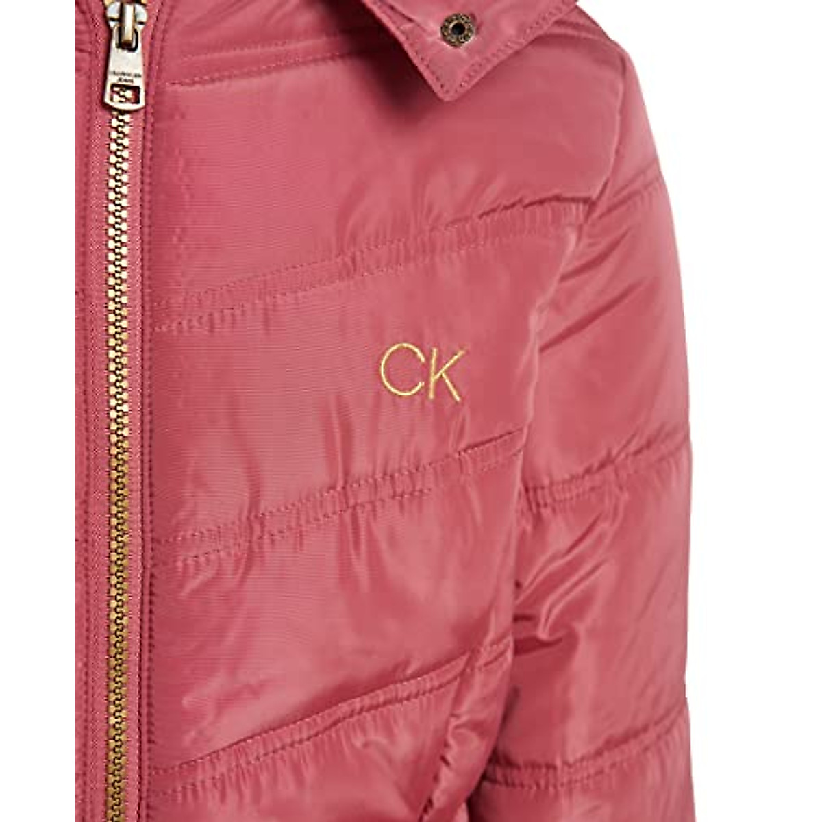 Calvin Klein Girls' Hooded Winter Puffer Jacket, Full-Length Heavy Weight Coat with Fleece Lining, Mauvewood, 5