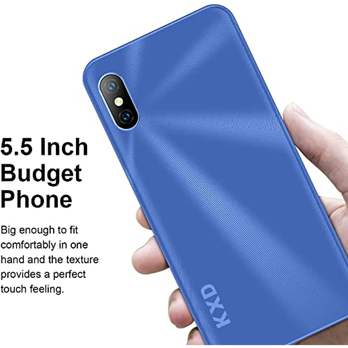 KXD 6A Unlocked Phone 5.5" Full Screen Smartphone 8MP HD+ Camera 8GB ROM with 64GB Extend Memory Android Cell Phones 2500mAh Battery Mobile Phone Blue