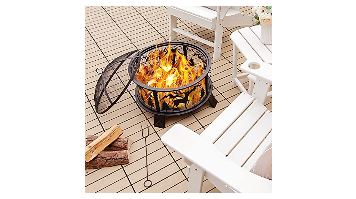 Giantex 26-Inch Wood Burning Fire Pit for Outdoor Gatherings