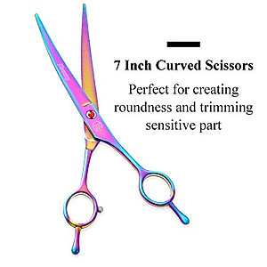 Moontay Professional Dog Grooming Scissors Set, 7 Inch/8 Inch Pet Grooming Scissors Chunkers Shears, Curved Thinning Shears for Dog with Grooming Comb