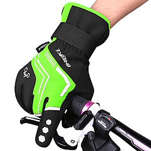 INBIKE Cycling Winter Gloves,for Men Windproof Reflective Thermal Gel Pads Touch Screen MTB Mountain Bike Green Large