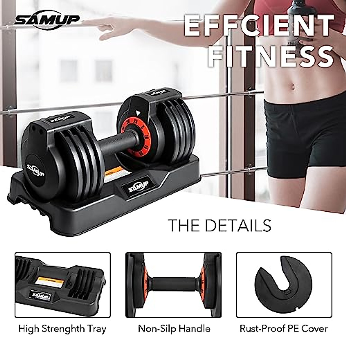 25/55 lbs Pair Adjustable Dumbbell Set, Fast Adjust Dumbbell Weight for Exercises Pair Dumbbells for Men and Women in Home Gym Workout Equipment, Dumbbell with Tray Suitable for Full Body