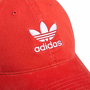 adidas Originals Men's Relaxed Fit Strapback Hat, Better Scarlet/White, One Size