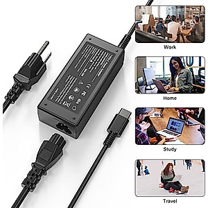 Universal USB C Laptop Charger 65w 45w for Dell Hp Lenovo Acer Razer Blade Stealth Samsung Chromebook MacBook Asus Fast Charging Type C Slim Travel Power Adapter