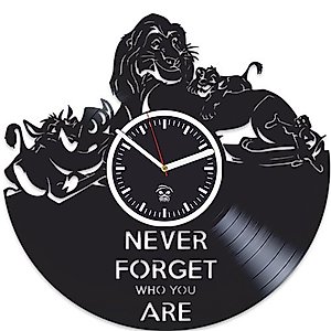 Kovides The Lion King, Gift for Kids, Hakuna Matata, Cartoon Simba, Vinyl Wall Clock, Best Gift for Kids, Gift for Girl, Vinyl Record, Silent Mechanism, Wall Sticker, Modern Art, Nursery Decor