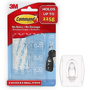Command Mini Hooks, Clear, 6-Hooks (17006CLR-ES)