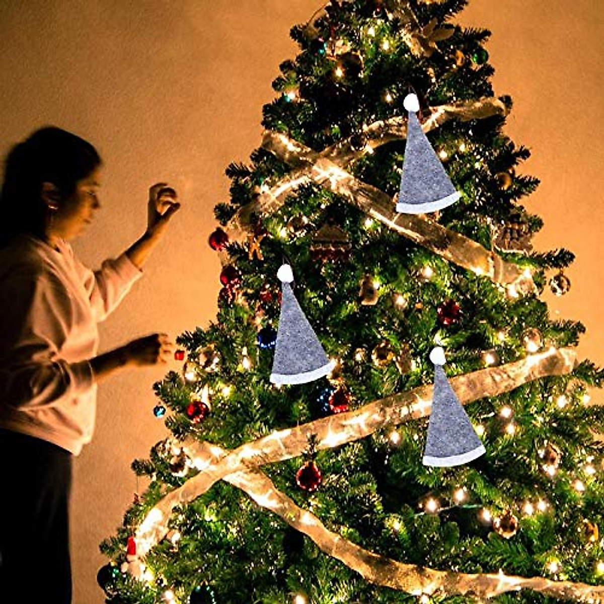 Oyalma Mini Christmas Hats Ornaments Felt Christmas Tree Pendant Festival Year Christmas Decoration for Home Navidad-70872