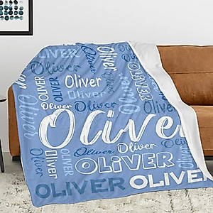 PerStudio Personalized Baby Blanket Custom Name Blankets Throws for Kids Boys Girls Customized Christmas Birthday Gifts for Adults