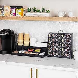 Mind Reader 11 Compartment Condiment 50 Capacity K-Cup Single Serve Coffee Pod Holder Storage Organizer, Black, One Size