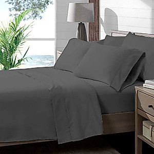 4 Piece Sheet Set Full (54"x75") Size Dark Grey Solid - 100% Egyptian Cotton, 600-Thread-Count Cooling Bed Sheets, 15 Inch Deep Pocket of Fitted Sheet, Egyptian Cotton Sheet For Full Size Bed