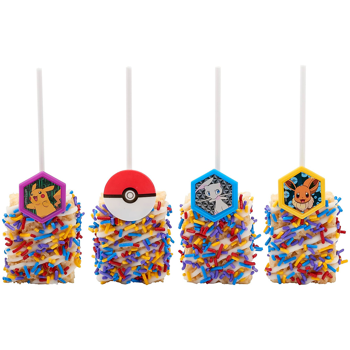 DecoPac Pokémon I Choose You Rings, Cupcake Decorations With Pikachu, Eevee, Mew, and Poké Ball, Multicolored Food Safe Cake Toppers – 24 Pack