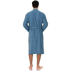 TowelSelections Mens Robe, Kimono Terry Cloth Bathrobe, Cotton Bath Robe for Men Large/X-Large Blue Heaven