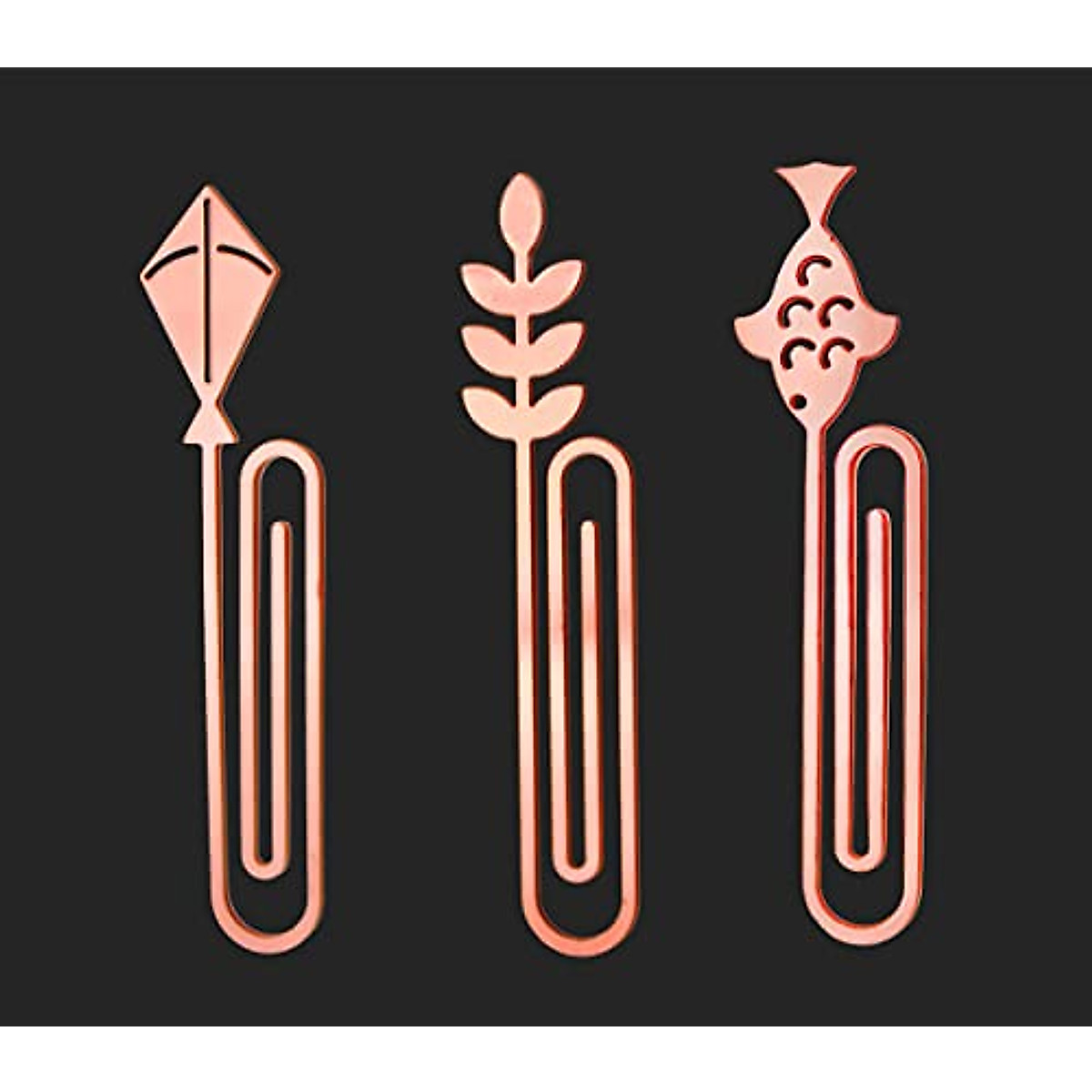 Elegant Hand Etched Metal Bookmark | Set of 3 | Gift for Christmas, Birthday, Anniversary | Includes Gift Box Package | Gift for Women and Men | Color: Rose Gold