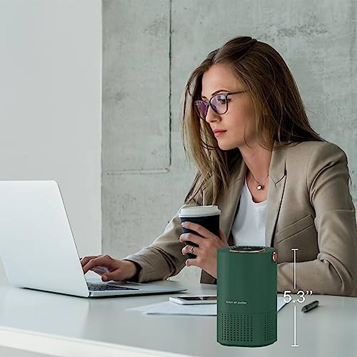 Mini Quiet Air Purifier - Portable and Cute Desk Air Purifier for Dorm, Office, Travel, Car, Classroom, Bedroom, Green