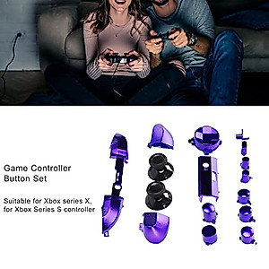 Full Game Controller Plating Button Set, Game Handle Accessories Compatible Beautiful Appearance for Series X(Electroplating Violet)