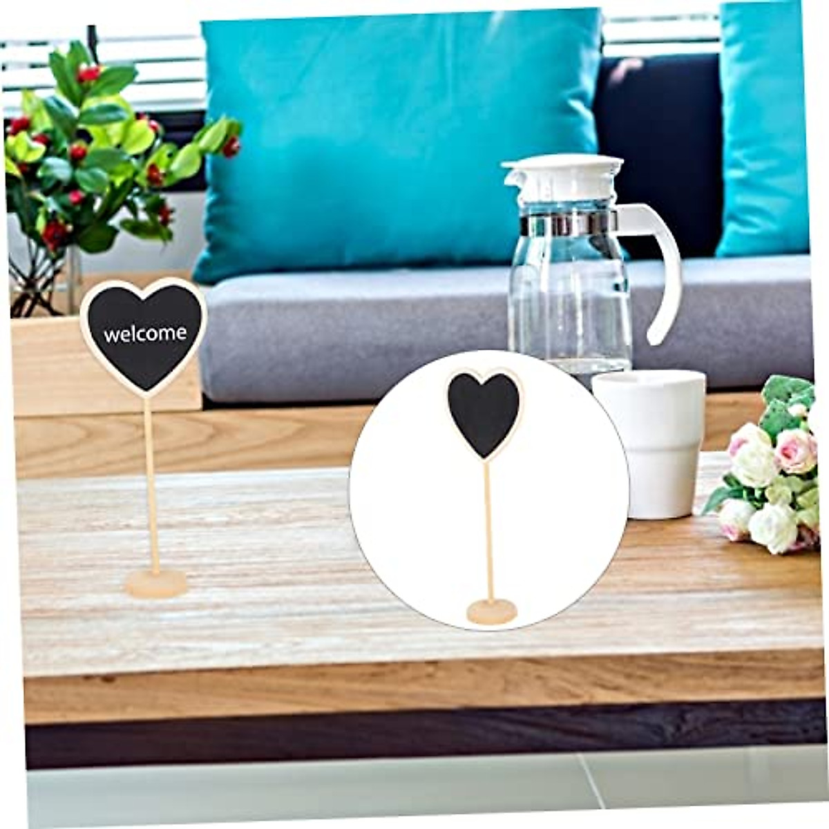 STOBOK 50 Pcs Message Board Wooden Blackboards Heart Chalkboard Chalk Board Name Plates Chalk Boards for Tables Mini Blackboard Sign Removable Name Heart Plates Memorandum Detachable