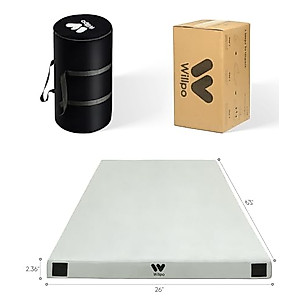 Willpo CertiPUR-US Memory Foam Camping Mattress Portable Sleeping Pad Guest Floor Bed Lightweight Outdoor Tent Mattress with Waterproof Cover & Travel Bag-Kid, Grey