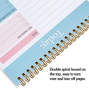 To Do List Notepad - Daily Planner Notepad Undated 52 Sheets Tear Off , 6.5" x 9.8" Checklist Productivity Organizer with Hourly Schedule for Tasks
