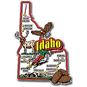 Idaho Jumbo State Magnet by Classic Magnets, 3.1" x 4.5", Collectible Souvenirs Made in The USA