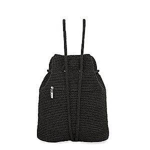 The Sak Large Dylan Backpack in Crochet, Adjustable Backstrap, Black