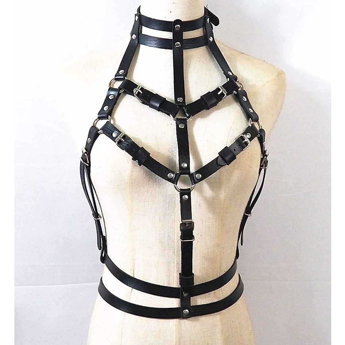 Women Leather Body Chest Harness Waist Belt Straps Suspenders Punk Adjustable (QS026)